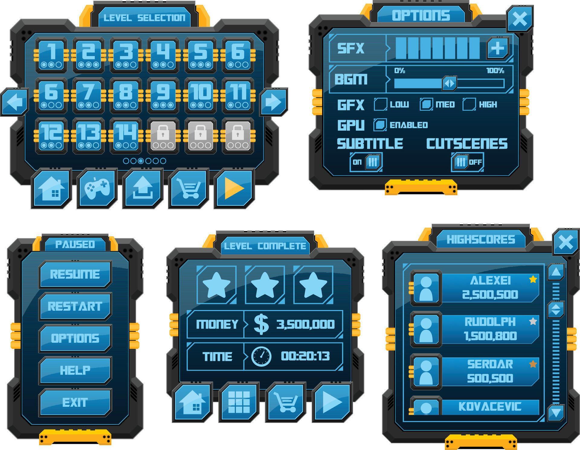 Space Sci-fi Techno Game UI Window Panel 54313708 Vector Art at Vecteezy
