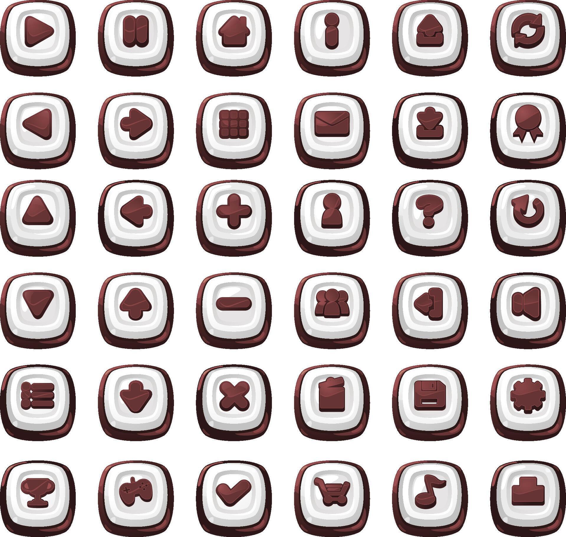 White Chocolate Candy Game User Interface Button 54313725 Vector Art at ...