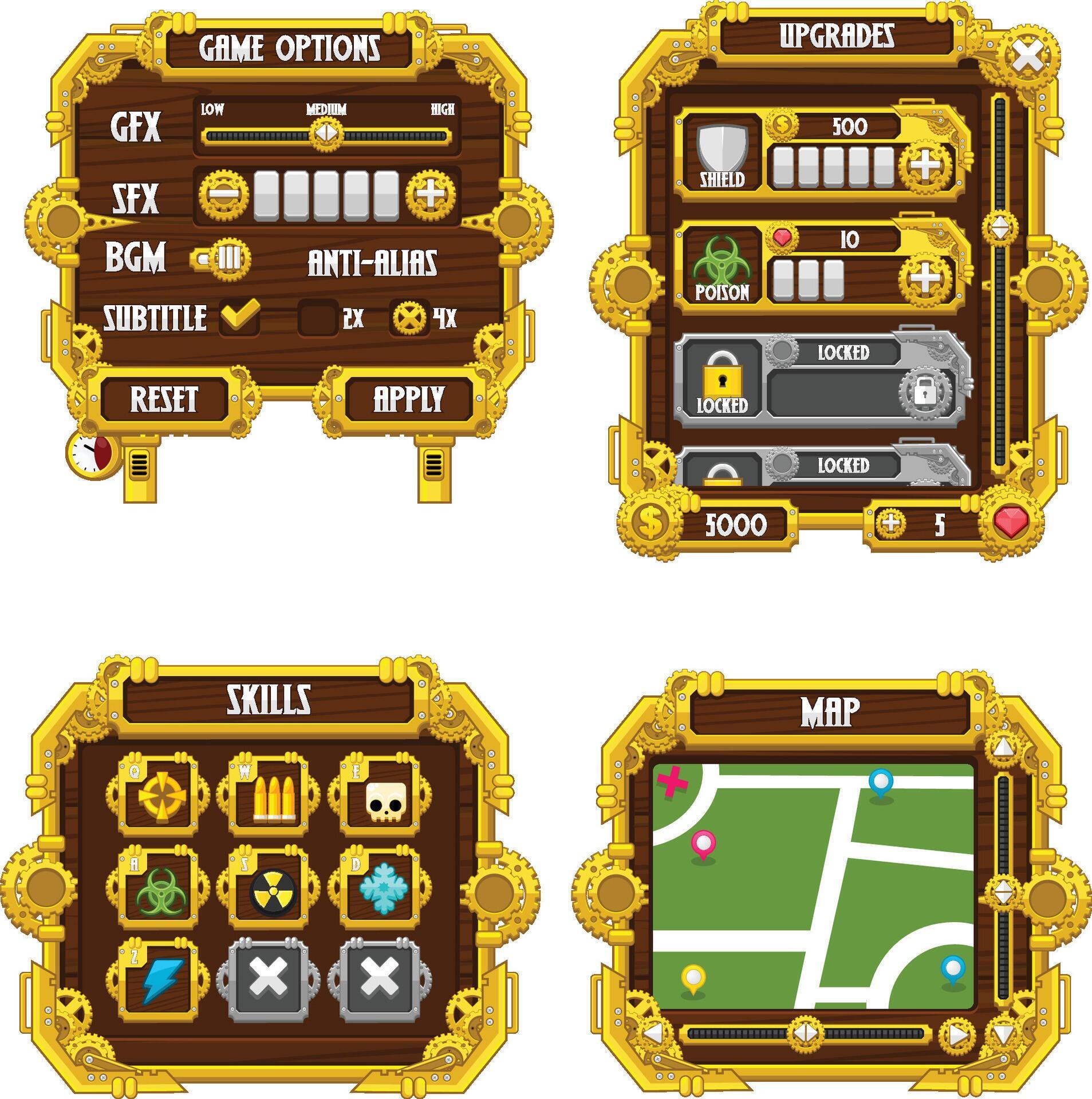 Steampunk Game User Interface Window Panel 54313755 Vector Art at Vecteezy