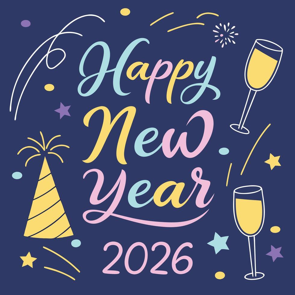 Happy New Year 2026 Festive Graphic Design 54317108 Vector Art at Vecteezy
