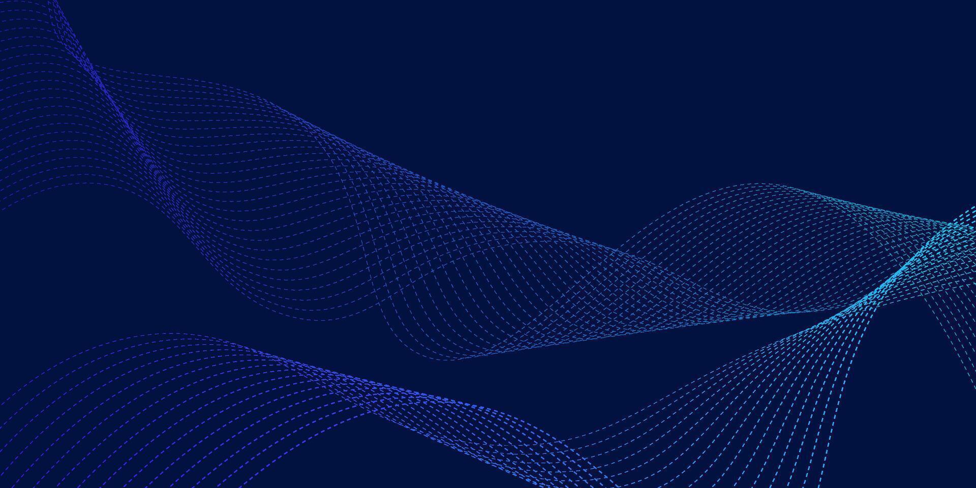Abstract Shining Wave Lines On Dark Blue Background Dynamic Wave Pattern Modern Flowing Wavy