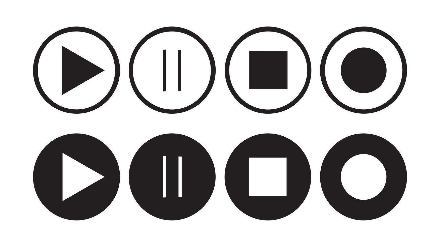 Media player control icon set.Play pause stop button icon collection ... Media player control icon set.Play pause stop button icon collection ...