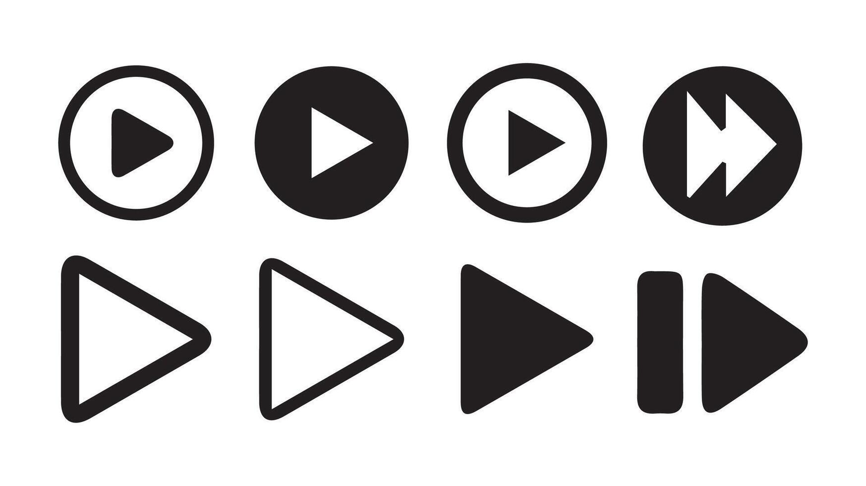 Media player button icons set.Play pause stop button icon collection ... Media player button icons set.Play pause stop button icon collection ...