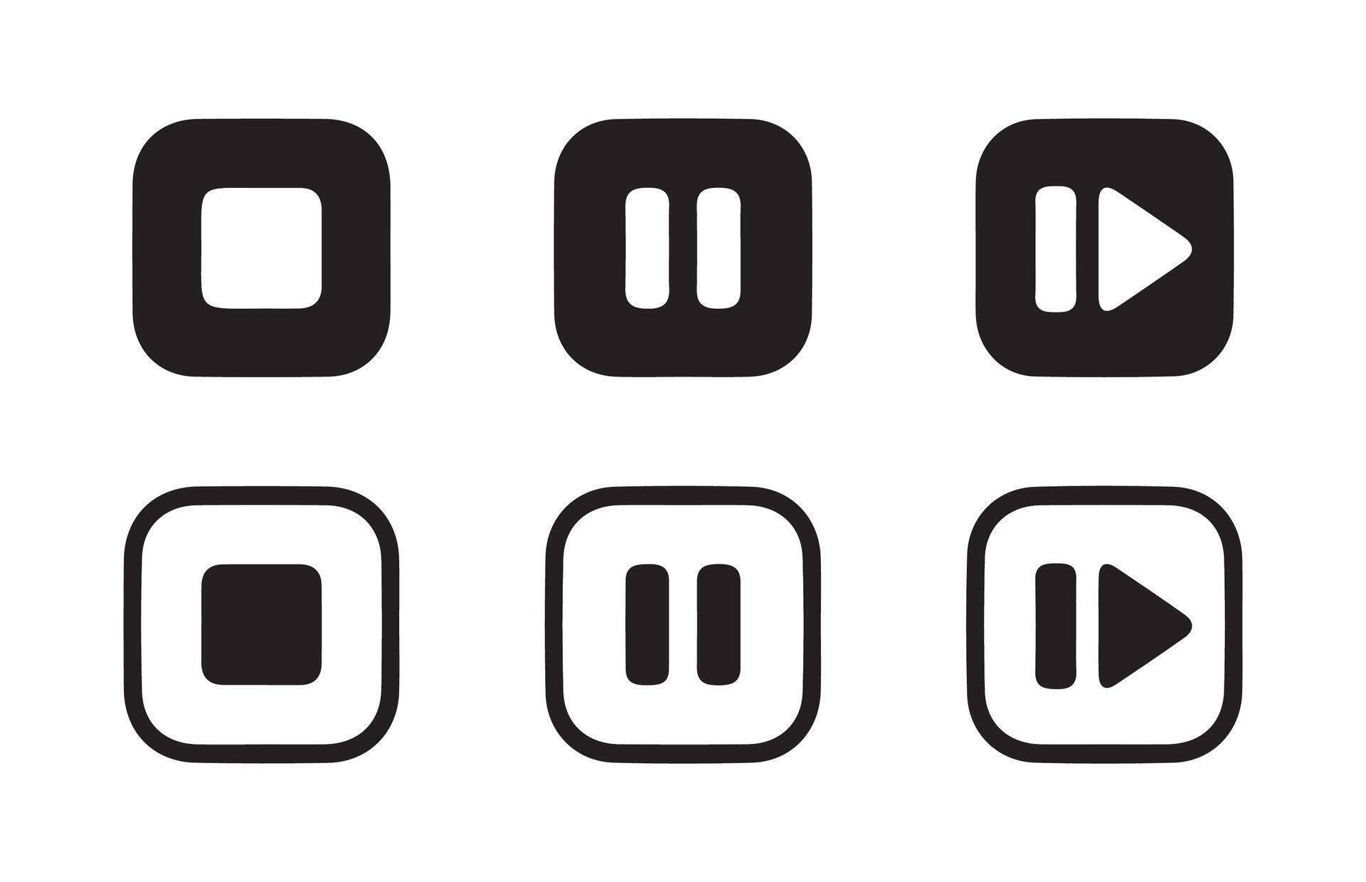 Media player button icons set.Pause, rewind, fast forward Play icon collection 54334512 Vector ...