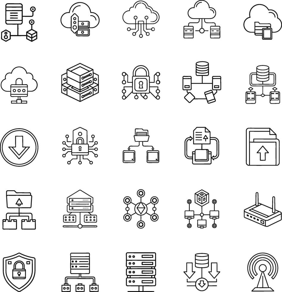 Cloud Computing Network Data Server Icons Secure Storage Transfer 54336324 Vector Art at Vecteezy
