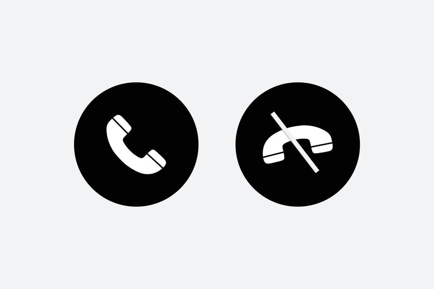 Phone call and end button whit and black icon, Phone call icon answer ...
