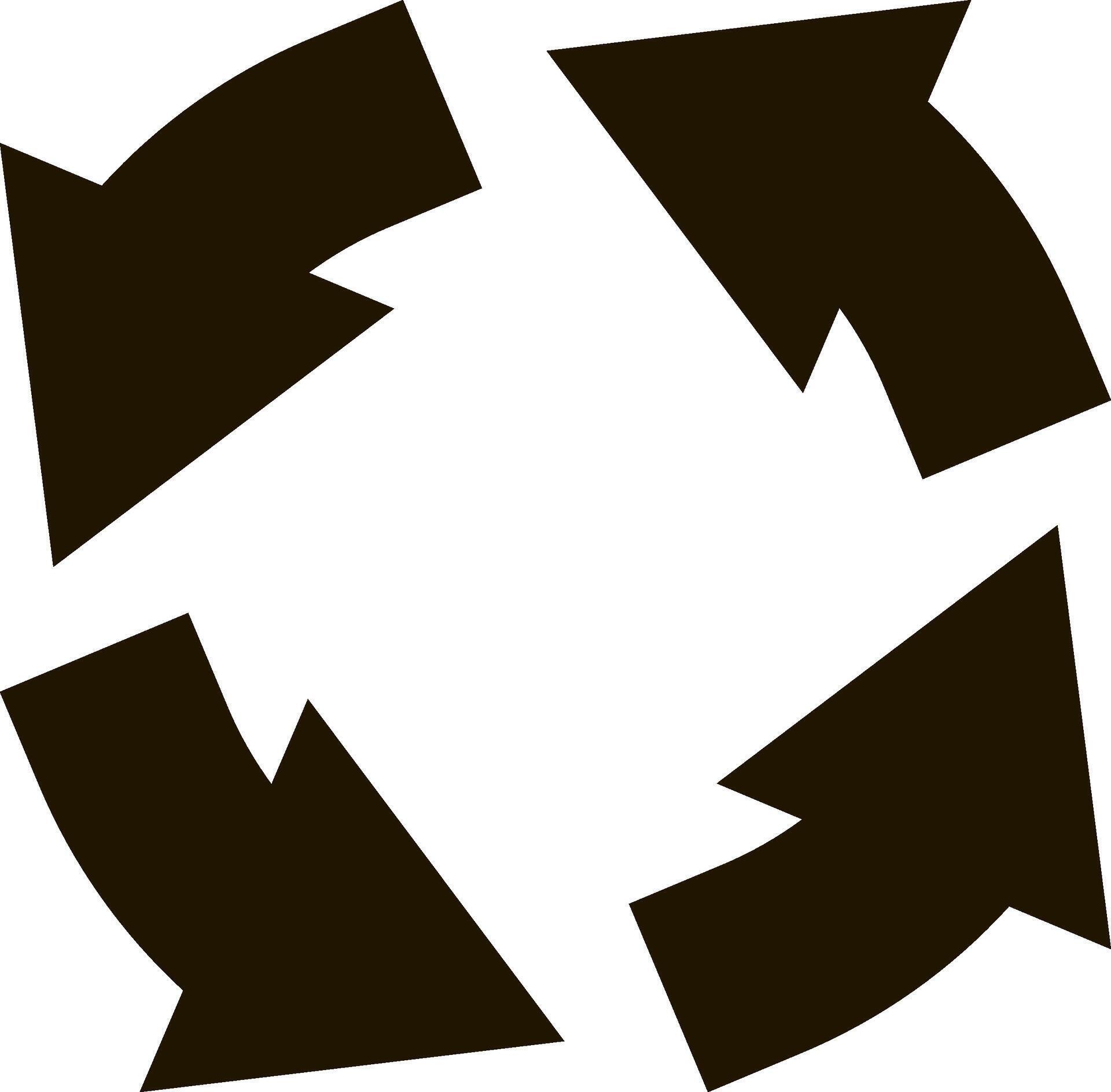 Four Black Arrows Rotating In A Circular Motion Representing A