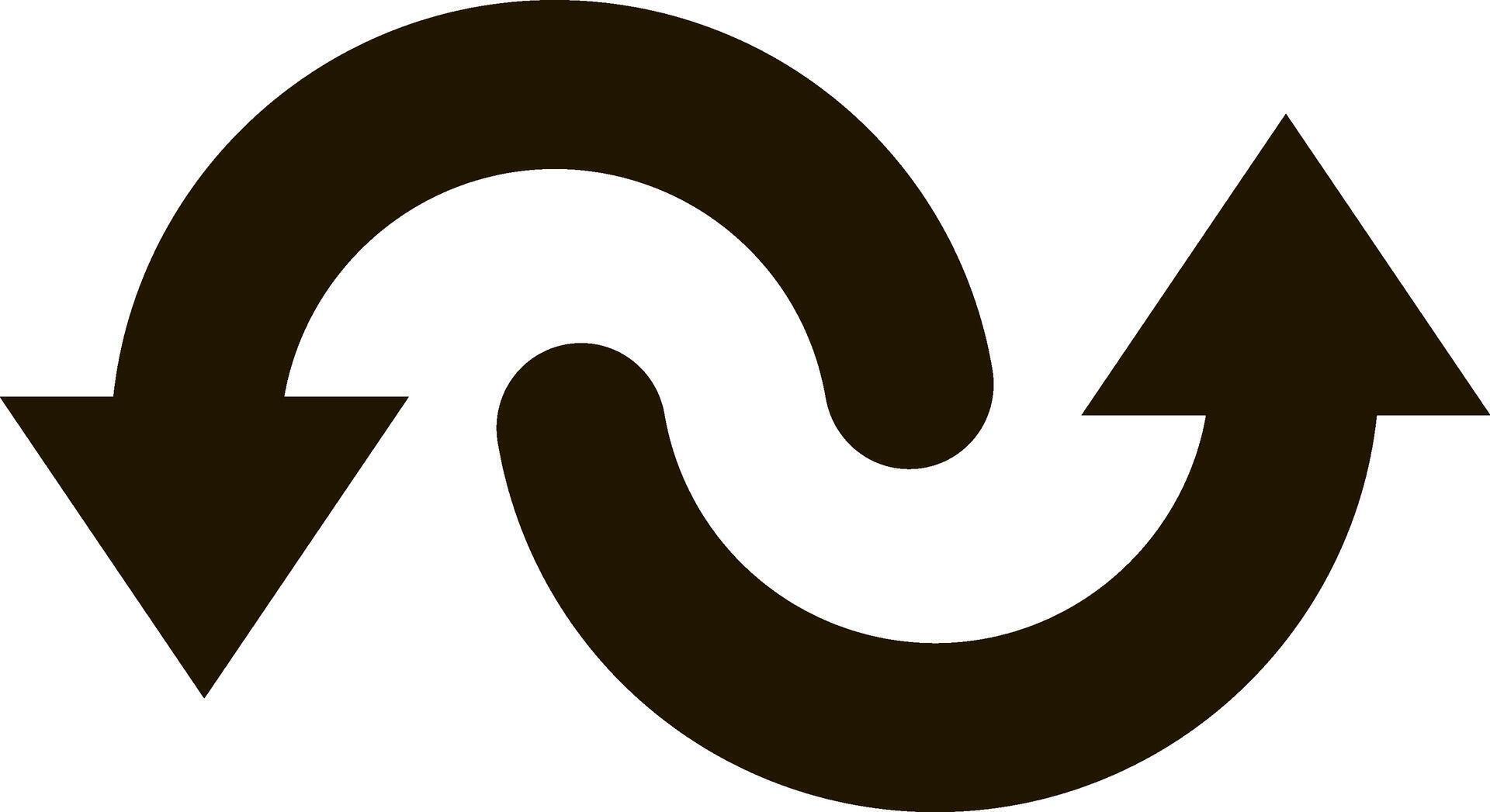 Two Curved Black Arrows Are Rotating And Pointing In Opposite Directions Creating A Dynamic