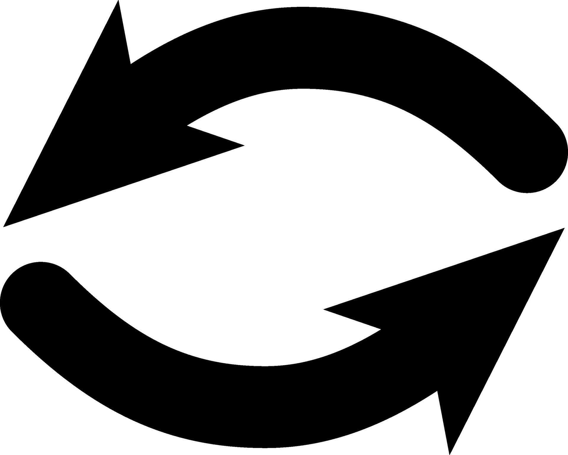 Two curved black arrows rotating in a circular motion, creating a ... Two curved black arrows rotating in a circular motion, creating a ...