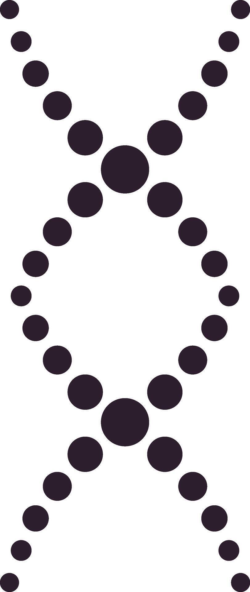 Vertical illustration of a dna double helix forming a circle with dots ...