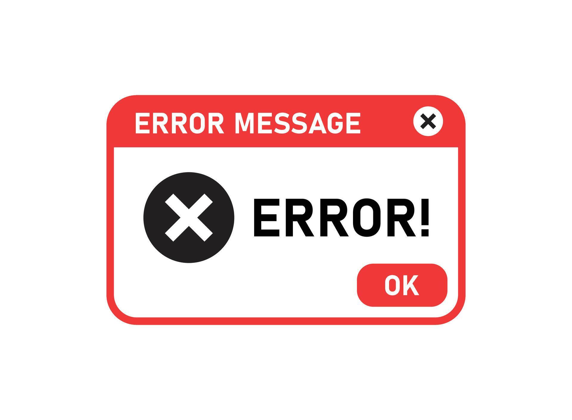 Error message icon in flat style. Computer window alert illustration on isolated background ...