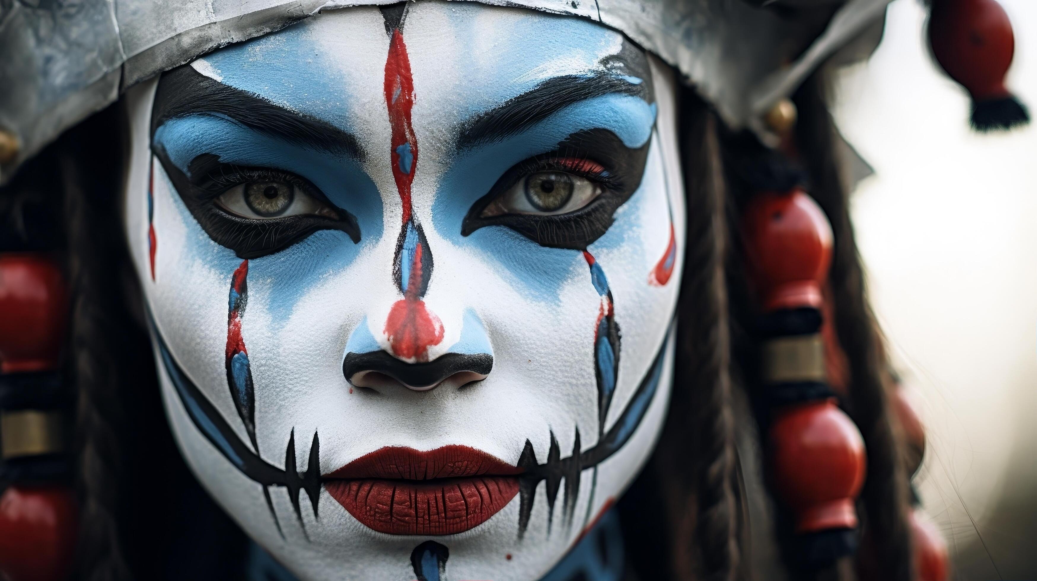 Dramatic face paint with intense expression 54356095 Stock Photo at Vecteezy