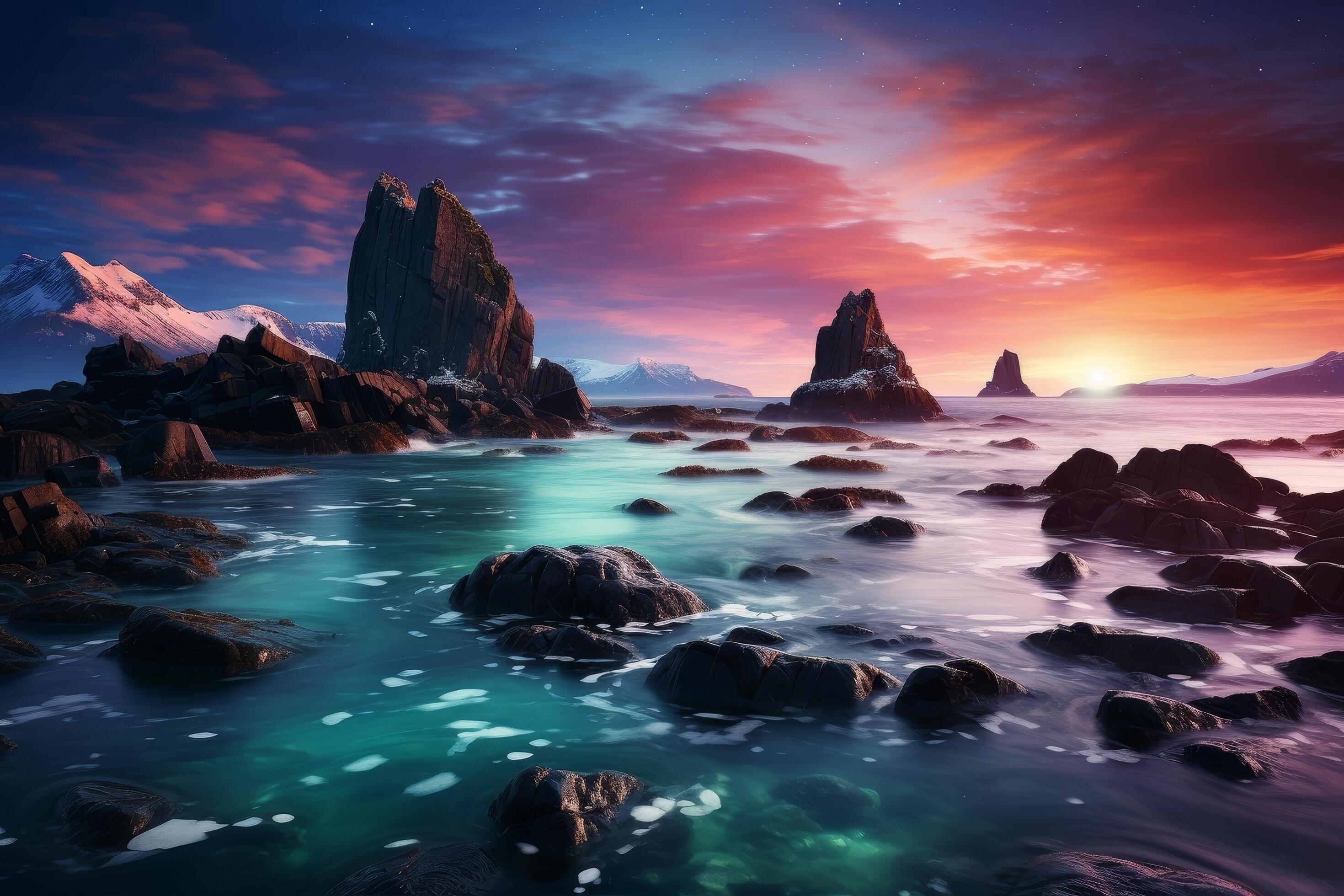Dramatic sunset over rugged coastal landscape 54366695 Stock Photo at ... Dramatic sunset over rugged coastal landscape 54366695 Stock Photo at ...