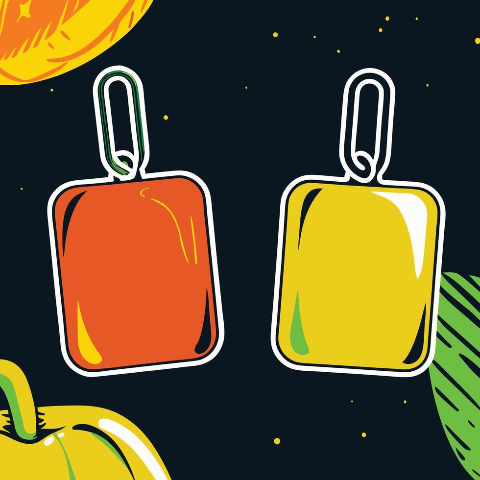 Colorful Rectangular Keychains Orange And Yellow 54387102 Vector Art At