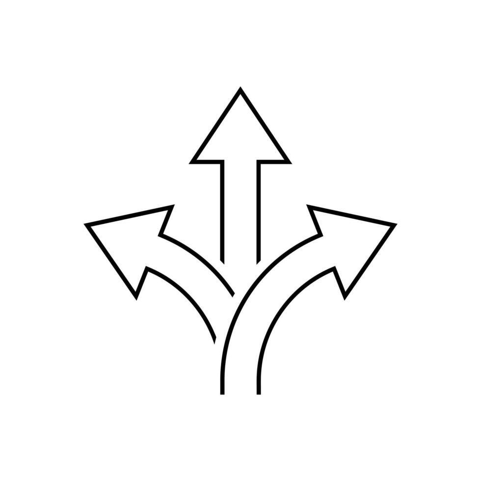 Three way direction arrow outline icon in generic style. 3 arrows sign symbol 54389333 Vector ...