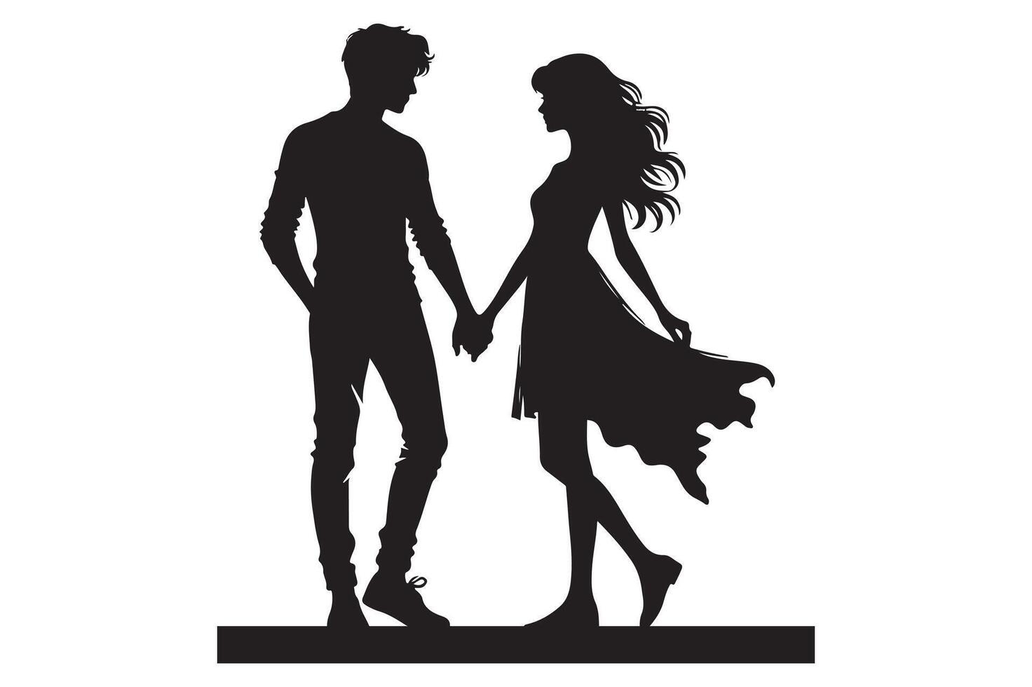 Man and woman couple holding hand silhouette 54406410 Vector Art at ...