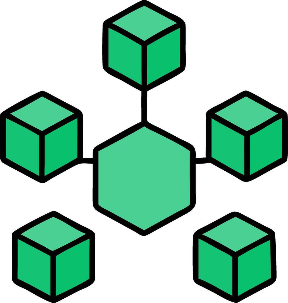 Abstract Blockchain Network Concept With Connected Green Cubes Illustration 54461874 Vector Art