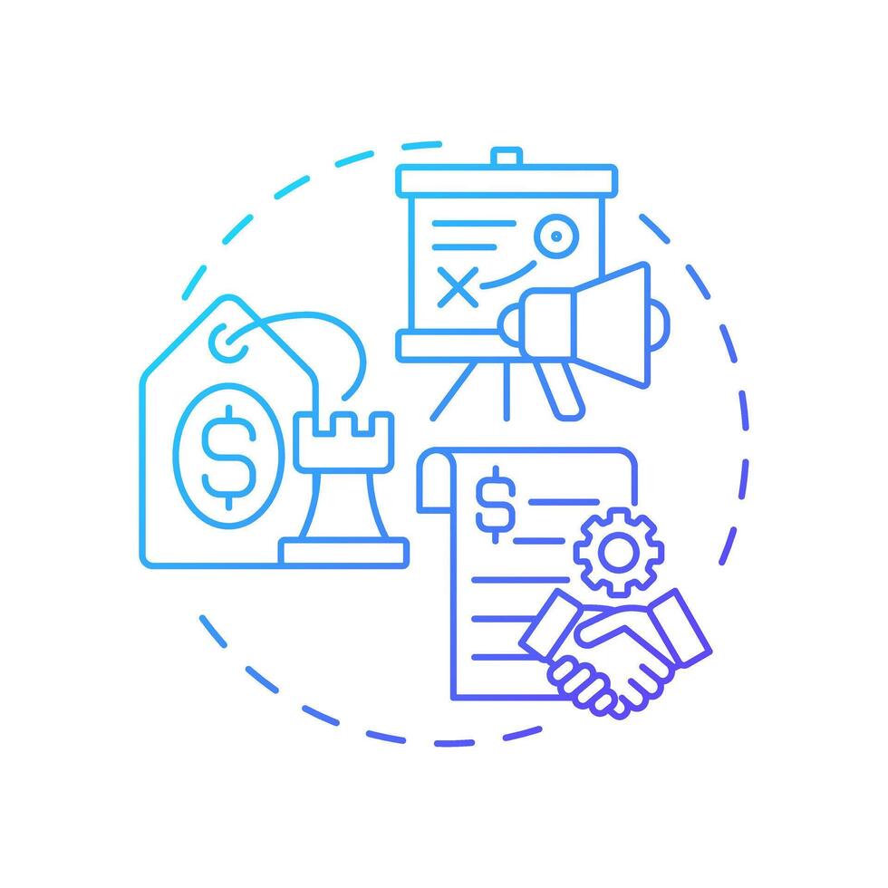 Focus on core areas blue gradient concept icon. Strategic priorities. Contract manufacturing ...