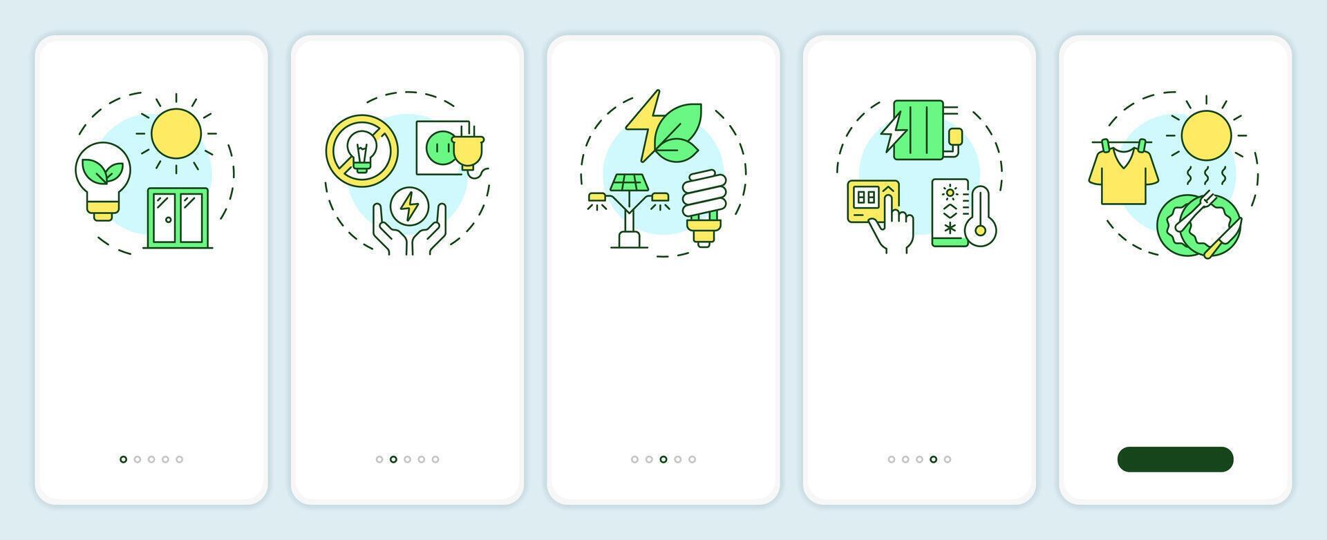 Energy Saving Tips Onboarding Mobile App Screen Power Using Walkthrough 4 Steps Editable