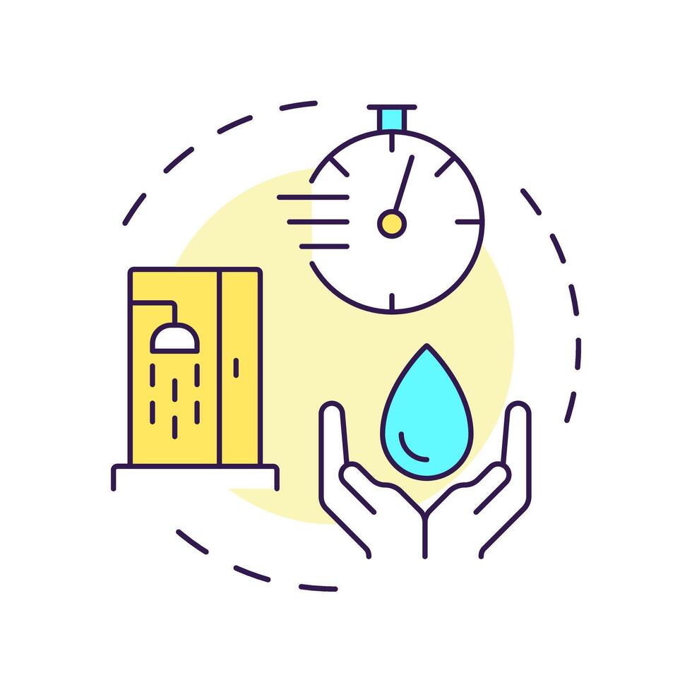 Take short showers multi color concept icon. Water saving tip. Environment and household ...