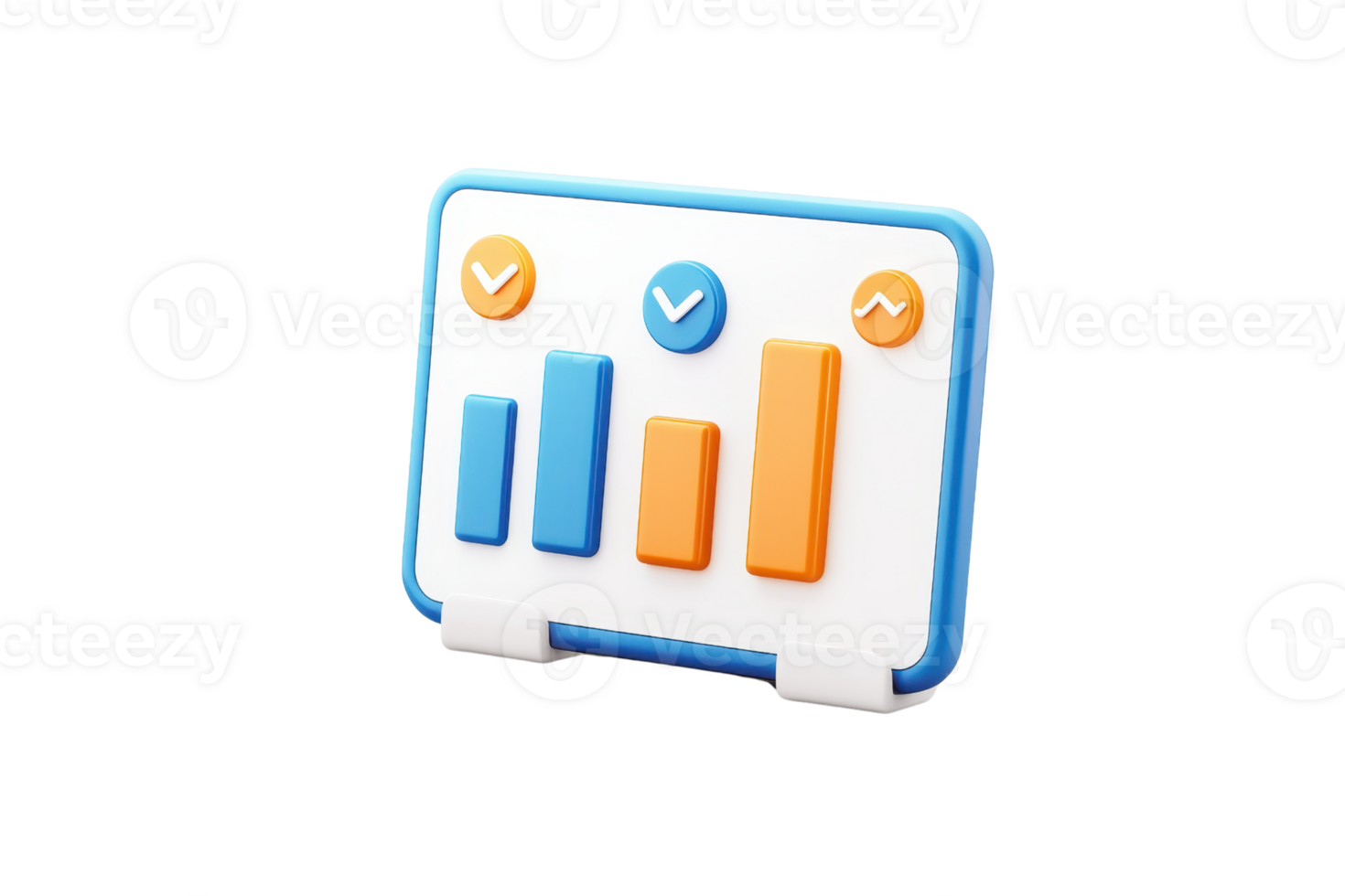 A colorful bar chart with three vertical bars and icons representing ... A colorful bar chart with three vertical bars and icons representing ...