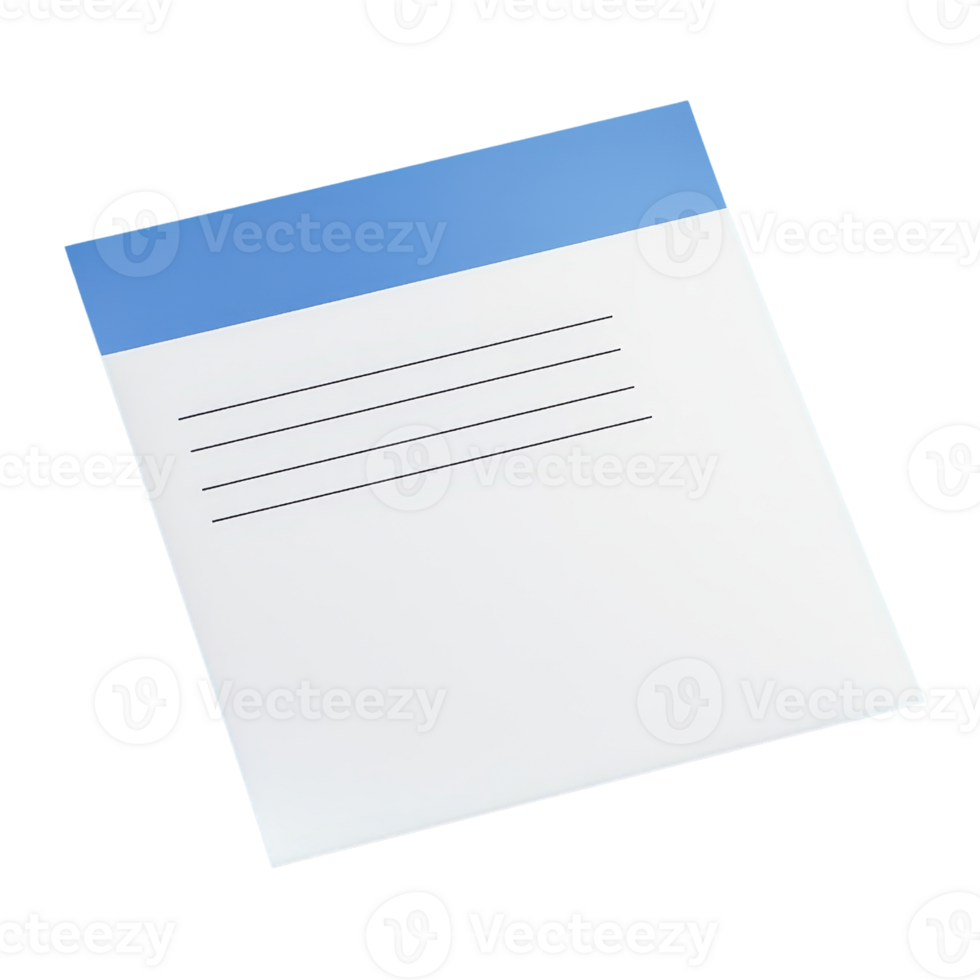 A blank notepad with a blue header and horizontal lines for writing ...