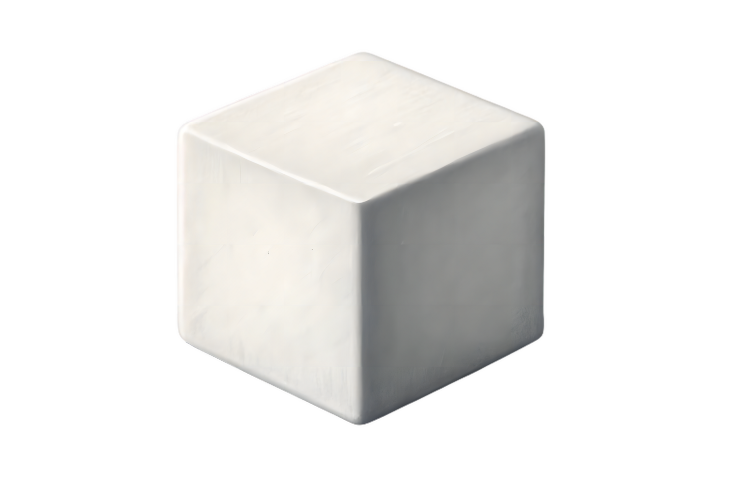 3D rendered cube with soft shadows on transparency background, showcasing minimalist design ...