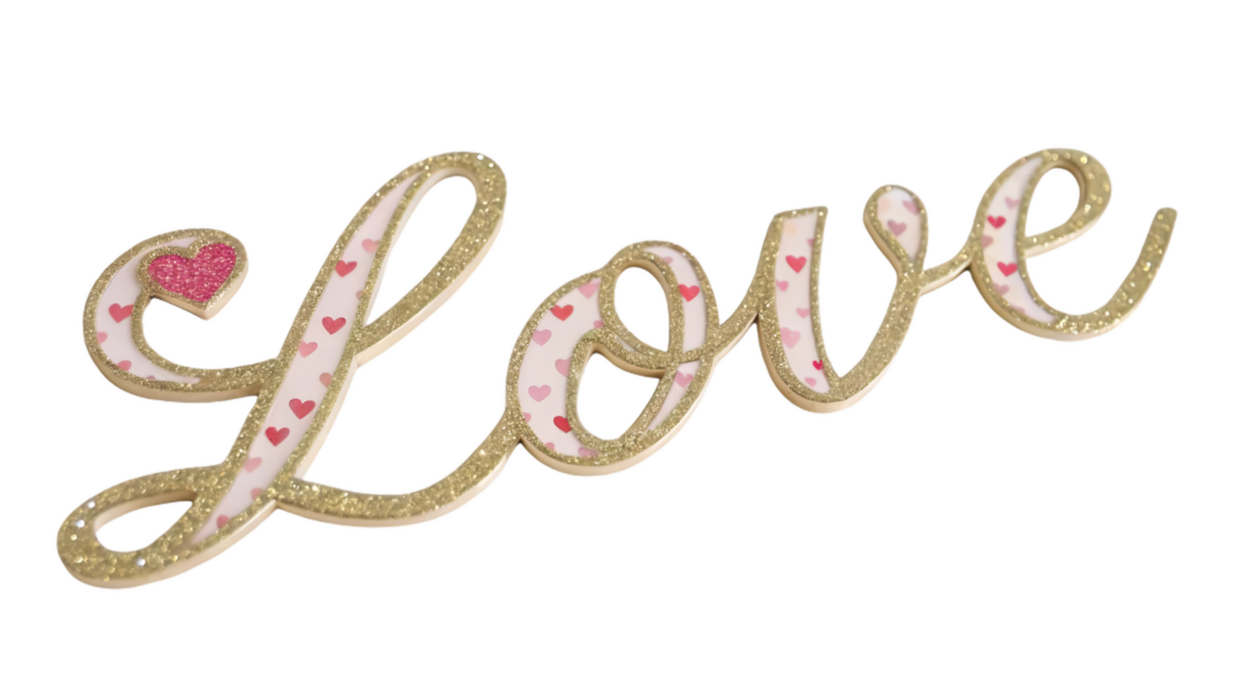 Elegant script style Love in shimmering gold with pink hearts, perfect ... Elegant script style Love in shimmering gold with pink hearts, perfect ...