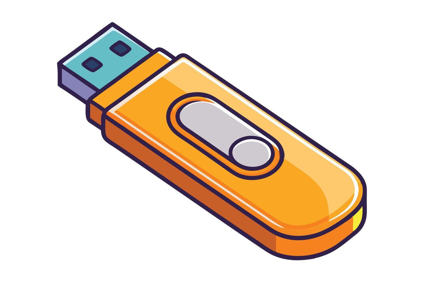 Digital storage USB flash drive clipart in vibrant cartoon style, perfect for technology or data ...