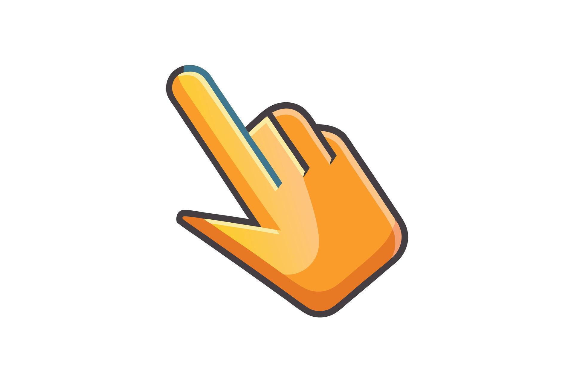 Stylized yellow hand cursor graphic, symbolizing user interface actions ...