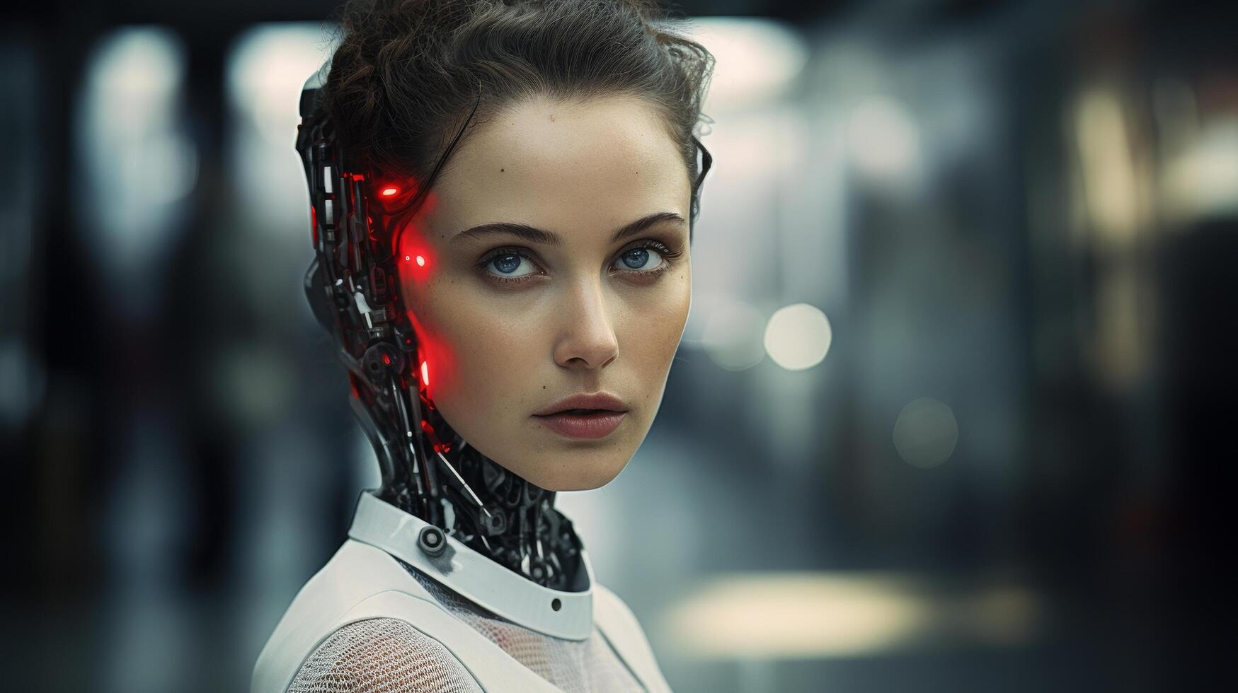 futuristic cyborg woman with glowing red eyes 54507628 Stock Photo at Vecteezy