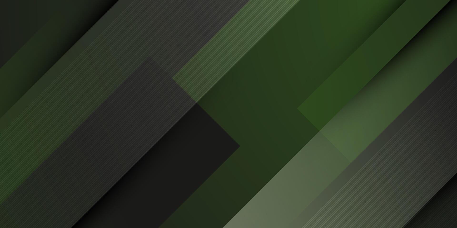 Abstract dark green background overlap design with lines and shadow shapes. Dark green ...