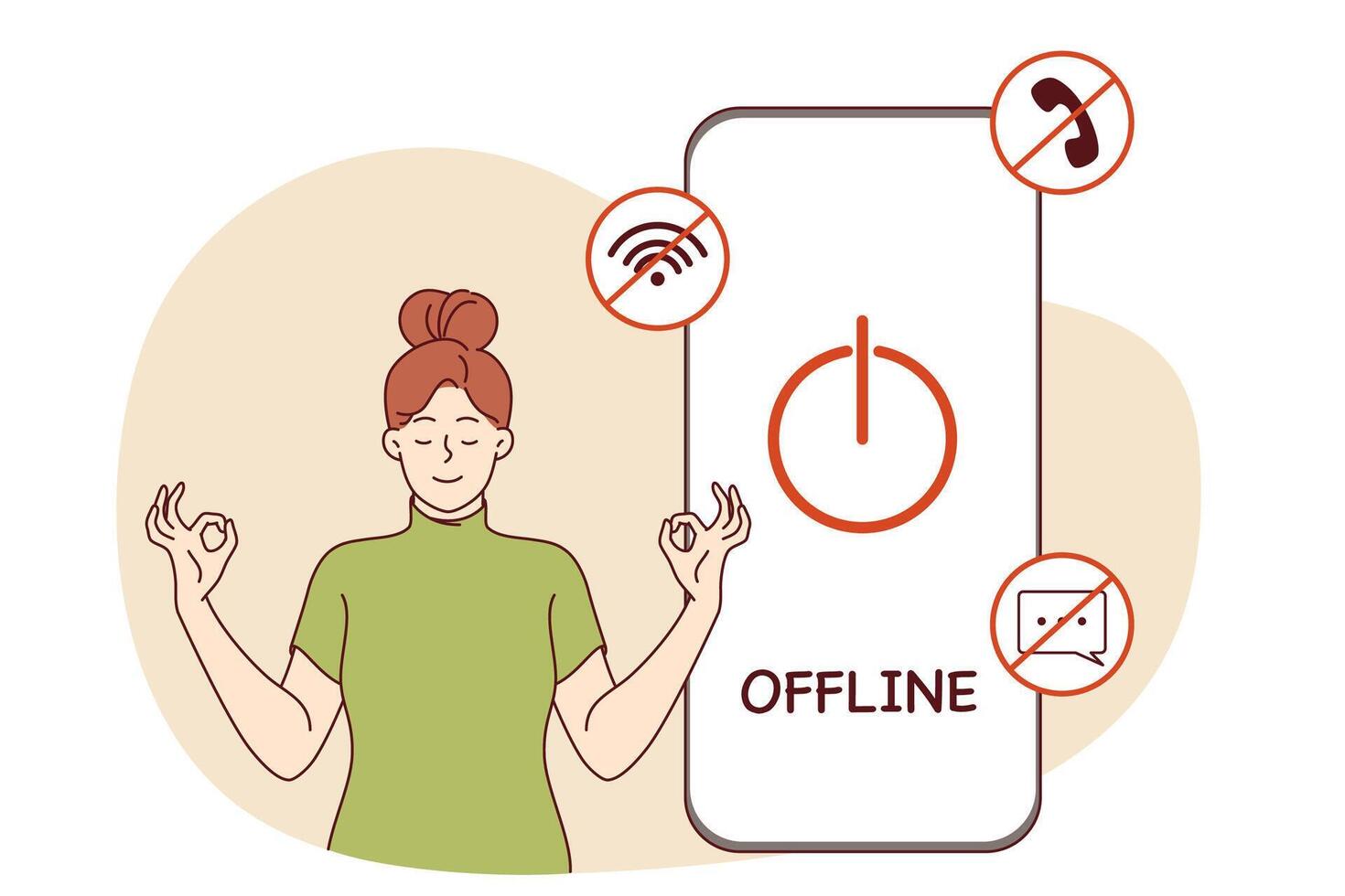 Digital Detox For Woman Meditating Near Switched Off Mobile Phone To digital-detox-for-woman-meditating-near-switched-off-mobile-phone-to