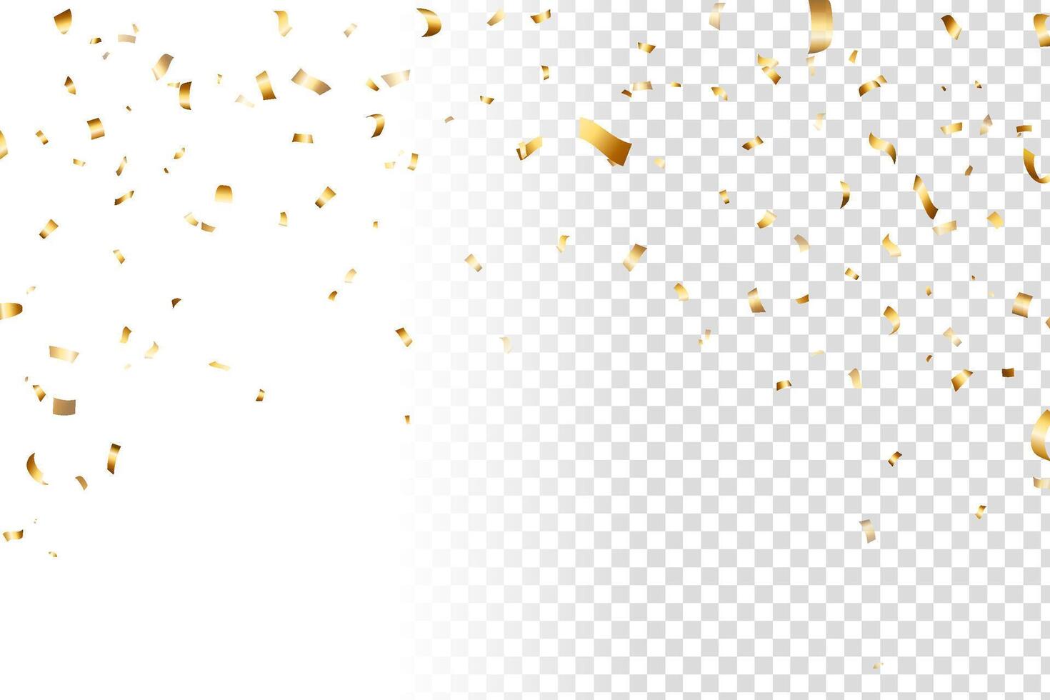 golden confetti falling isolated on white background. shiny gold confetti on transparent ...
