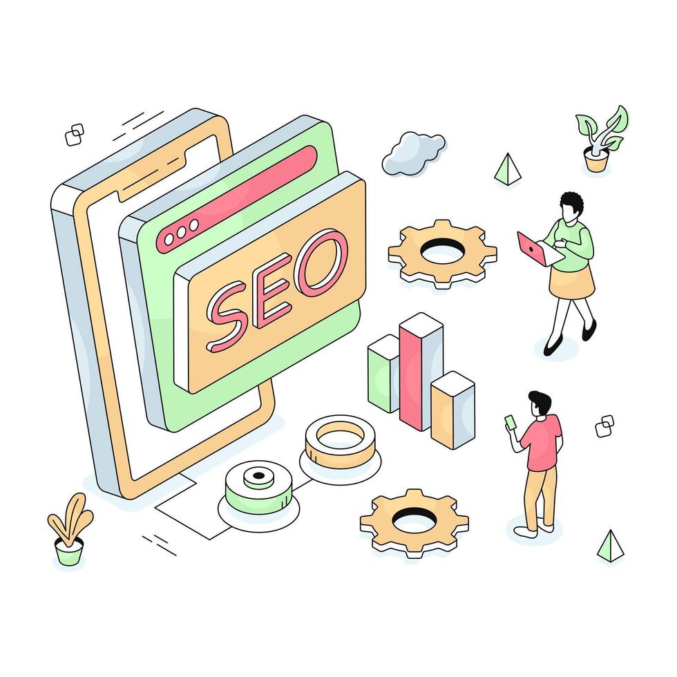 Conceptual isometric design illustration of seo website 54550060 Vector ...