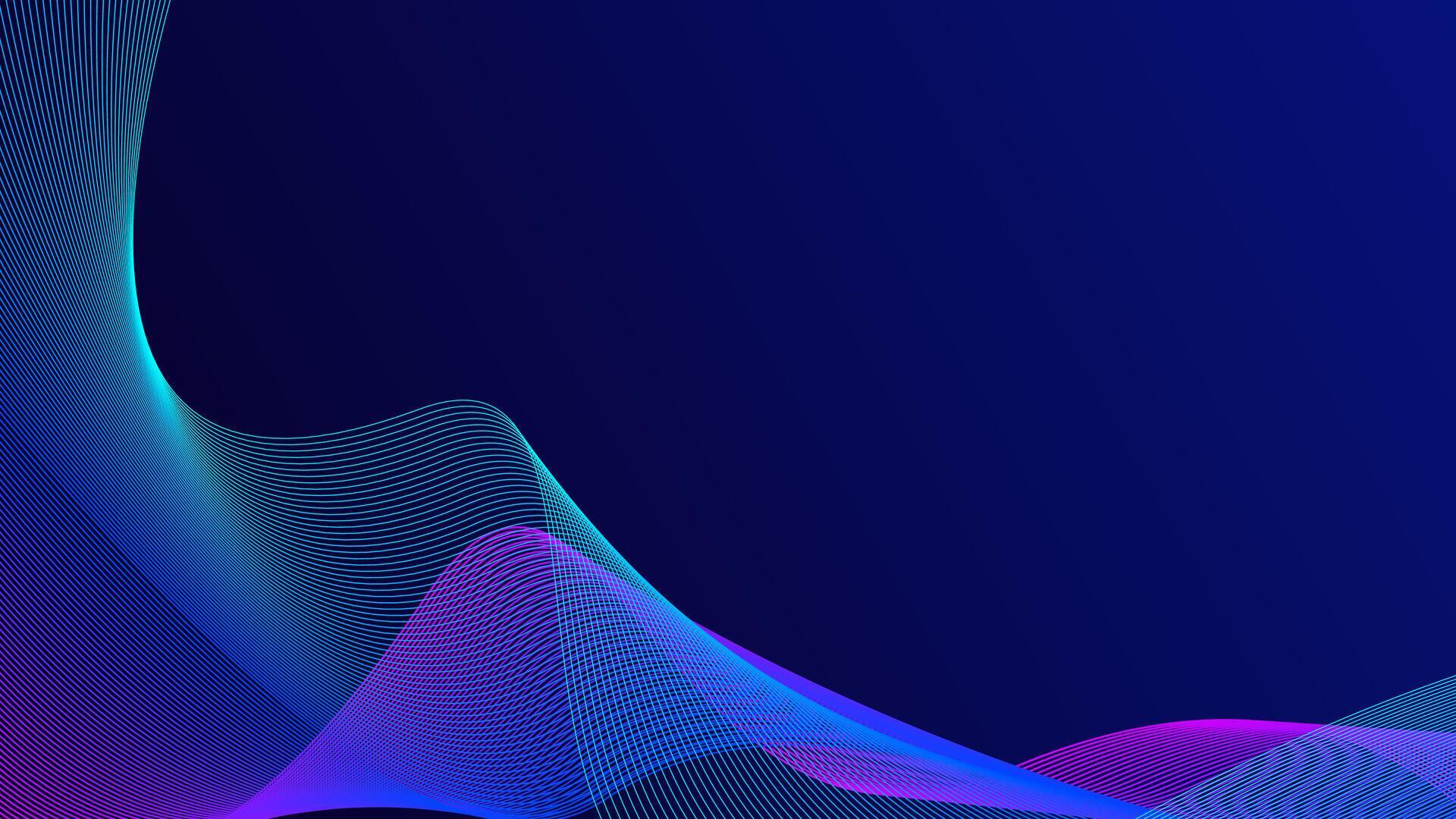 Abstract Glowing Wave Lines On Dark Blue Background Dynamic Wave Pattern Modern Flowing Wavy