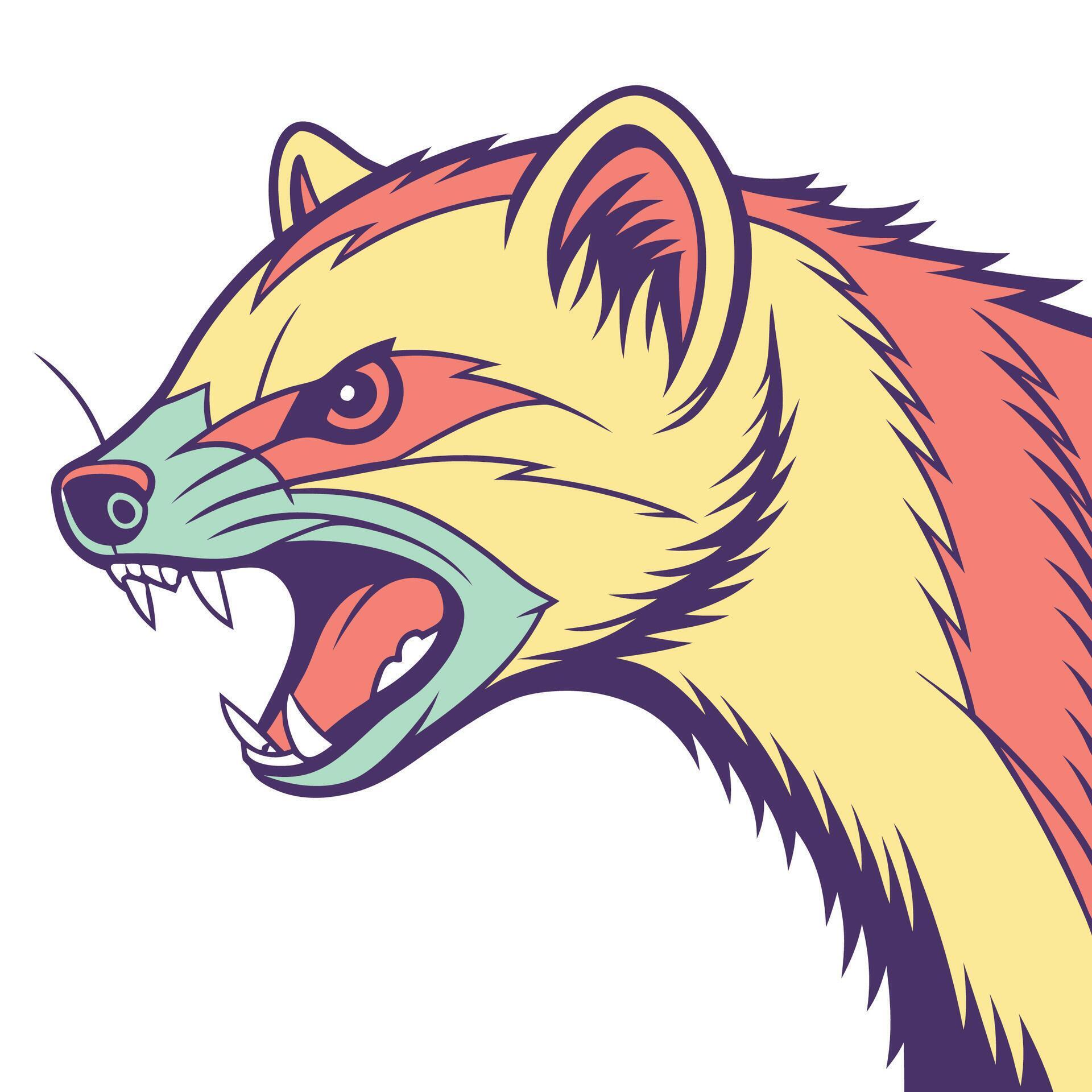 an angry weasel head with its mouth open 54556262 Vector Art at Vecteezy
