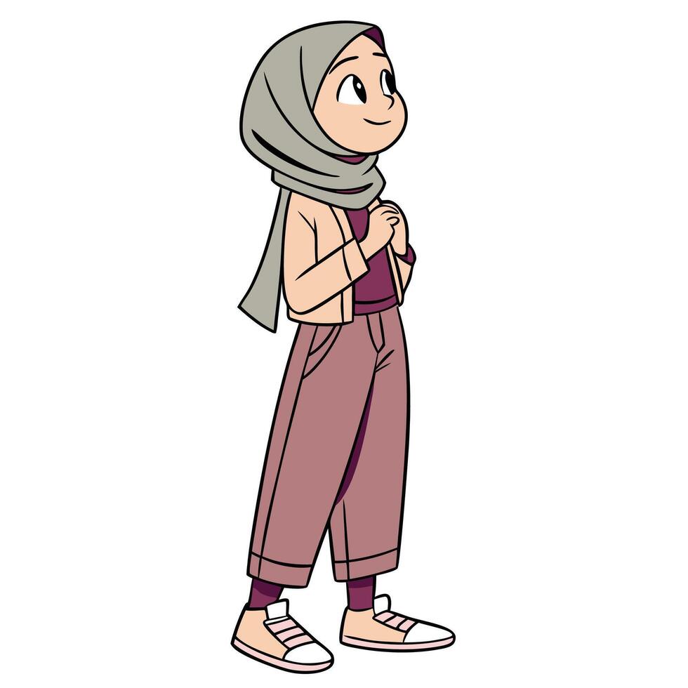 Cartoon Muslim Girl Wearing Hijab 54556355 Vector Art At Vecteezy
