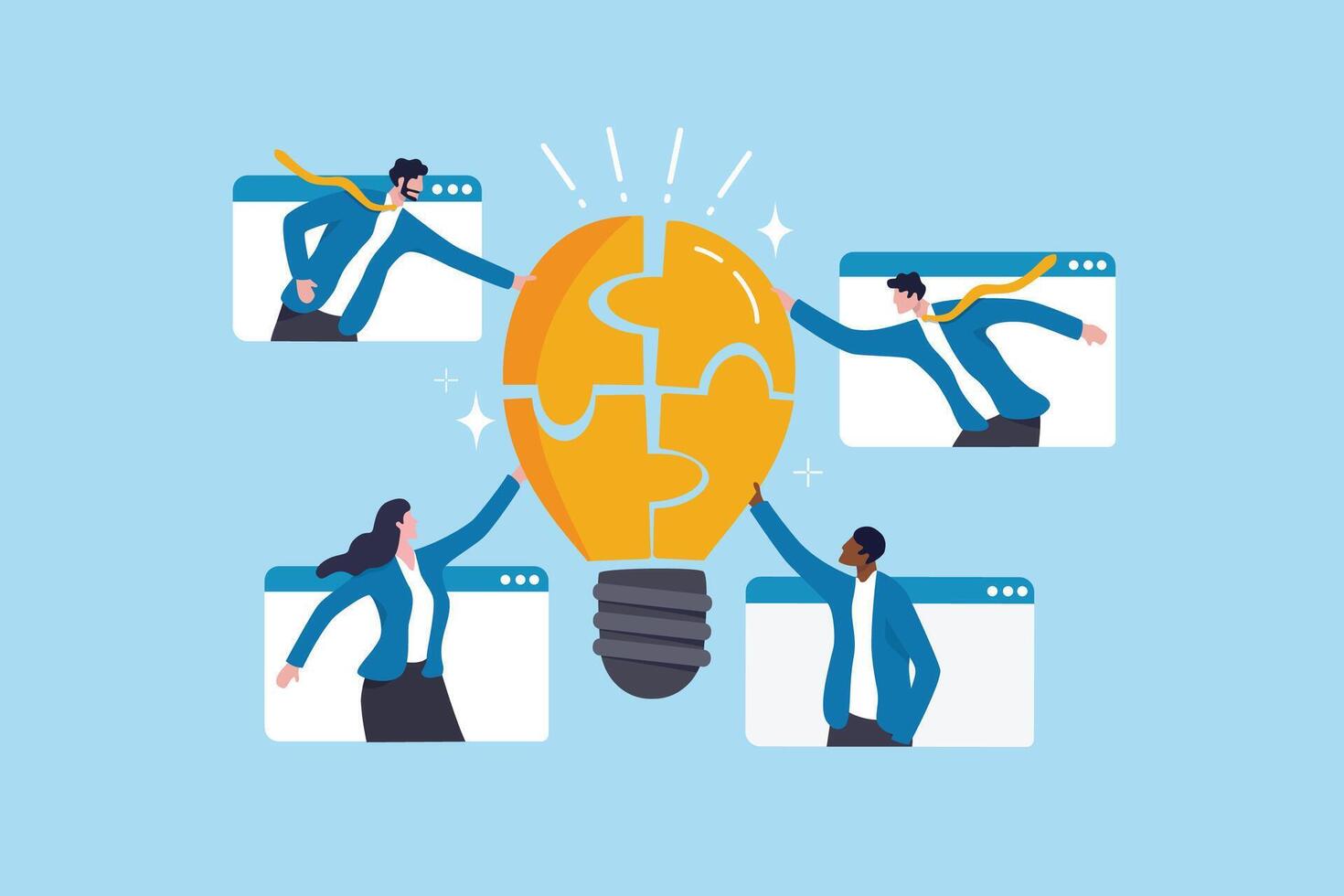 Team idea, teamwork solving problem, office meeting discussion brainstorm, innovation or ...