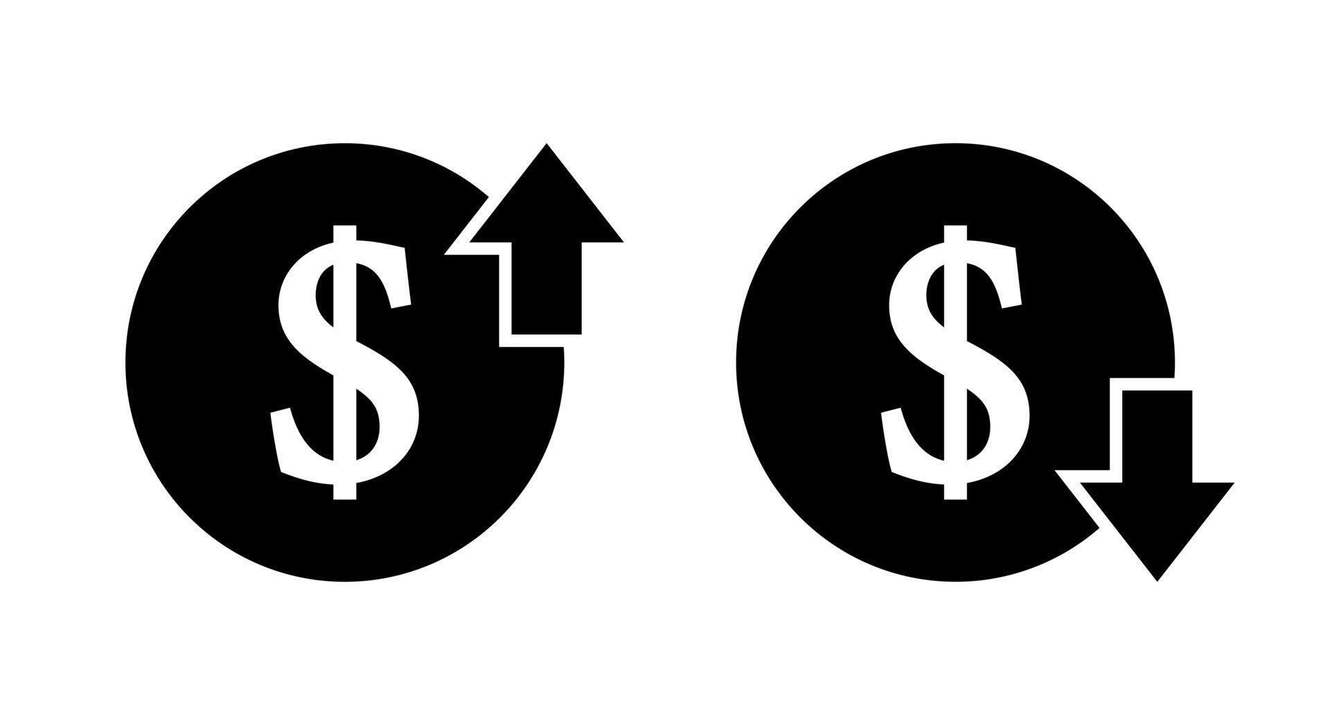 Increase and decrease dollar price icon. Up and down currency arrow sign symbol 54560076 Vector ...