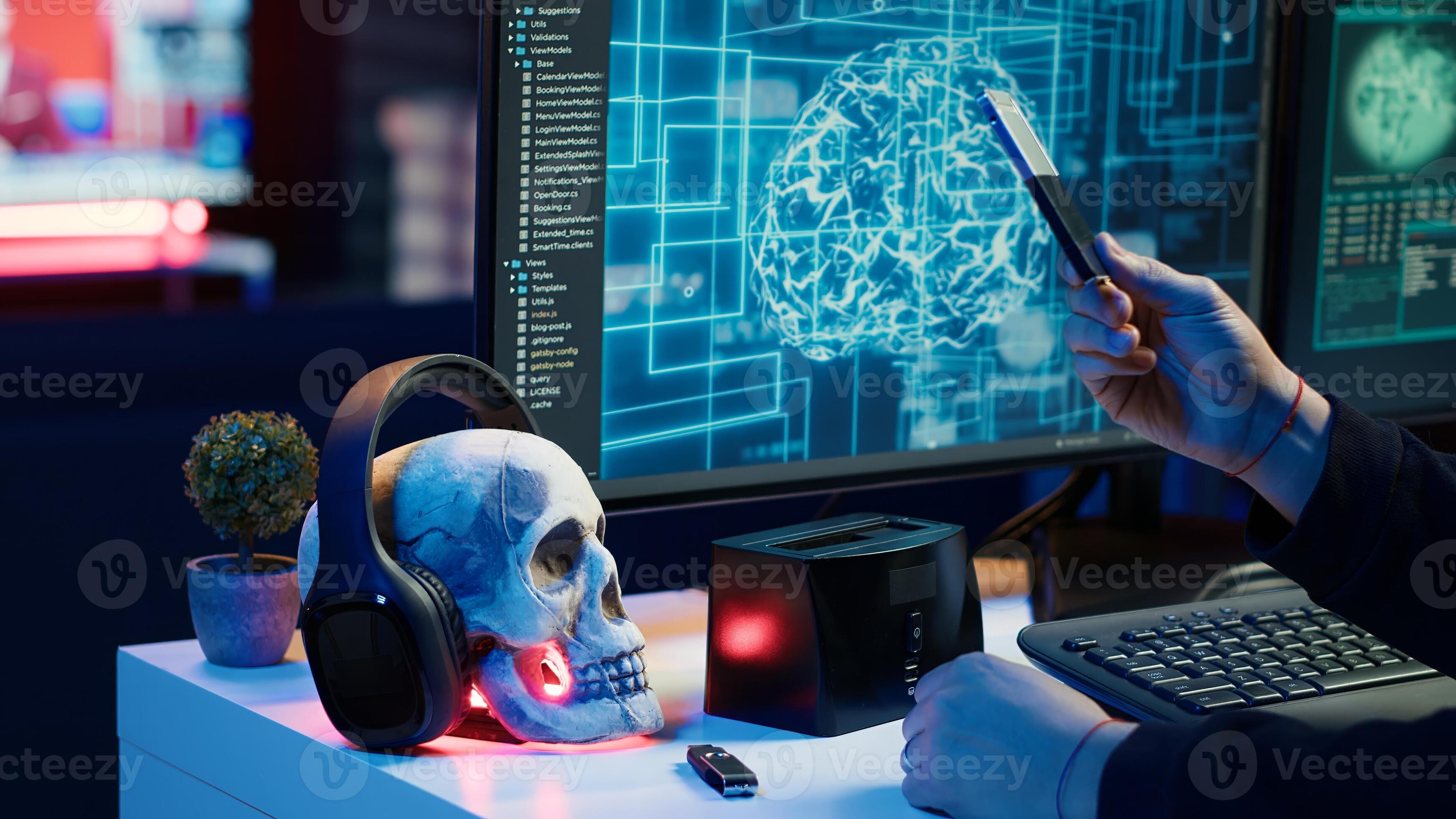 Hacker Uploading Sensitive Data From Ssd Obtained From Victim Through
