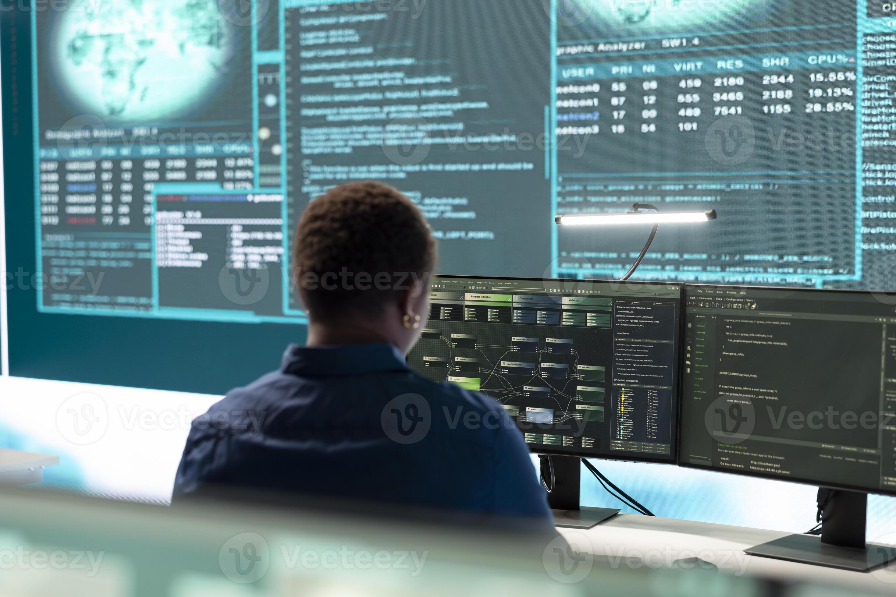 Cyber Investigation Team Working In A Governmental Hacking Room