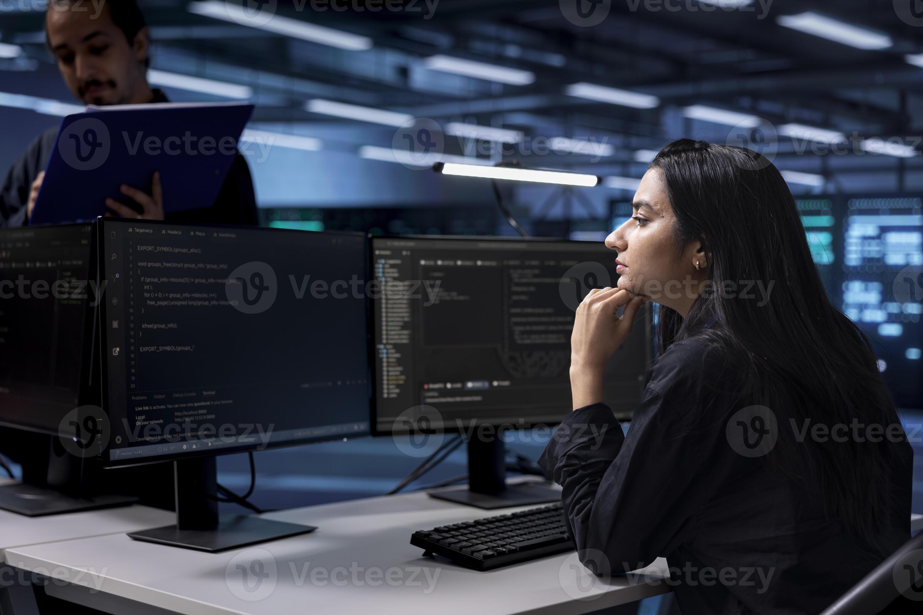 Software Developer Reconfiguring Server Farm To Optimize It For Data