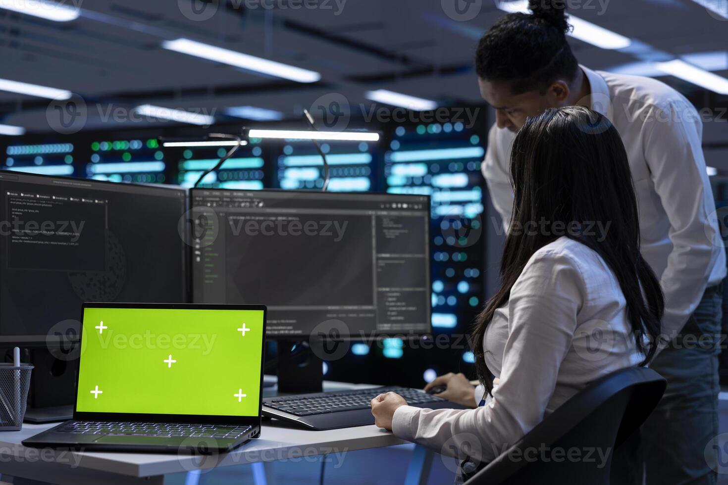 Isolated Screen Laptop In Data Center Delivering Immense Computing Power Capable Of Processing