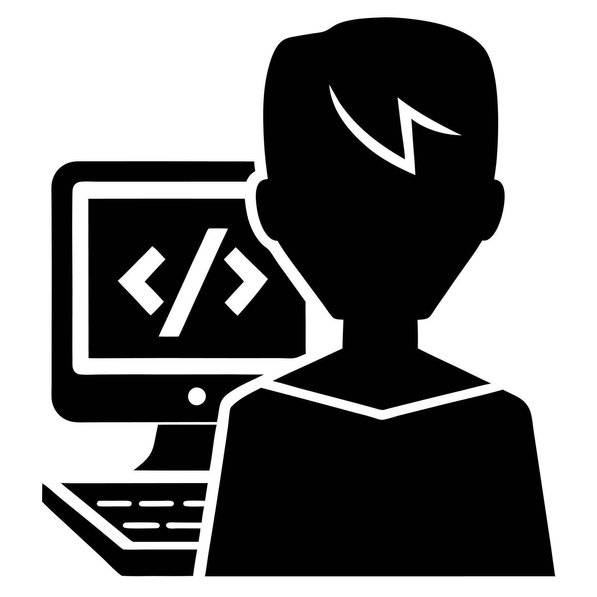 Programming Code Silhouette Isolated on White 54567713 Vector Art at ...