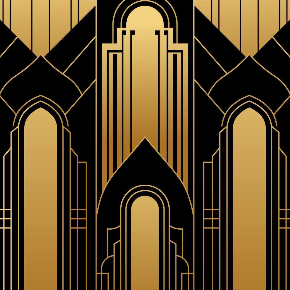 Elegant Seamless Geometric Pattern with Gold line on a Dark Background ...