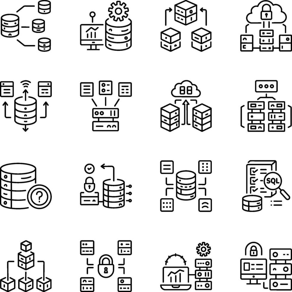 Collection of Linear Database Optimization Icons 54573591 Vector Art at ...