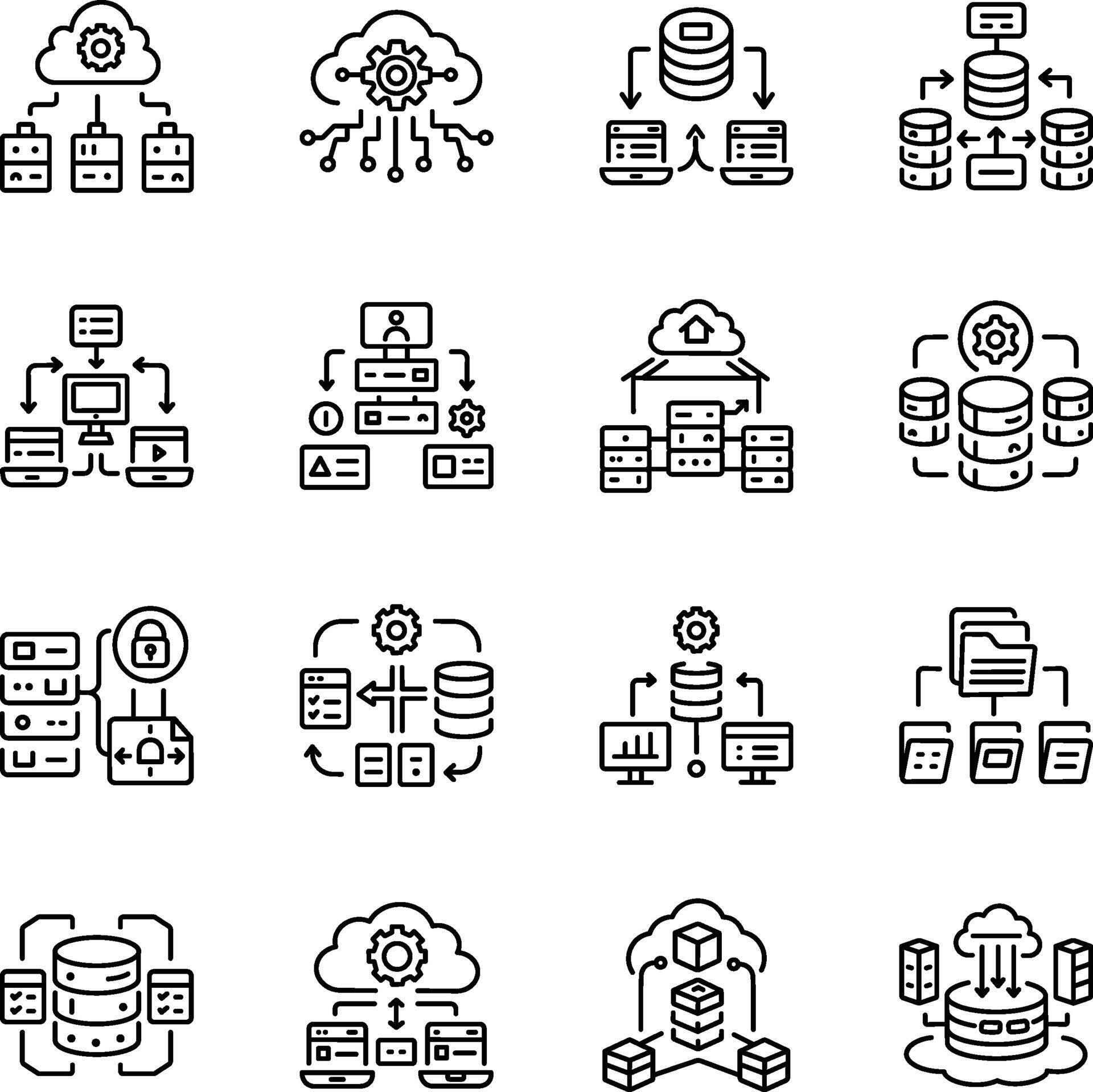 Bundle of Line Style Database Storage Icons 54573722 Vector Art at Vecteezy