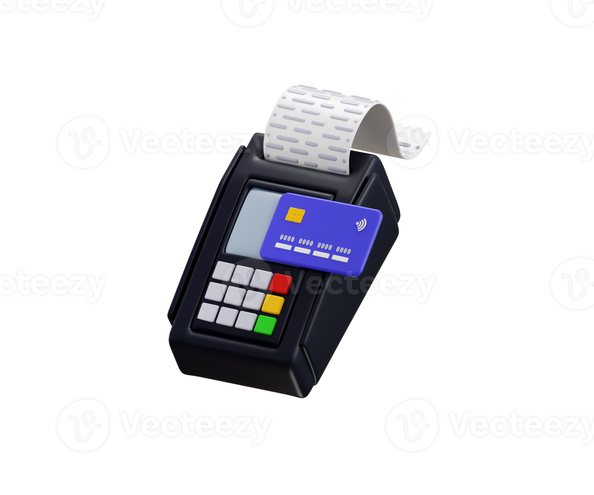 Pos machine payment Terminal with Card and Receipt icon 3d Render concept of Modern POS Bank ...