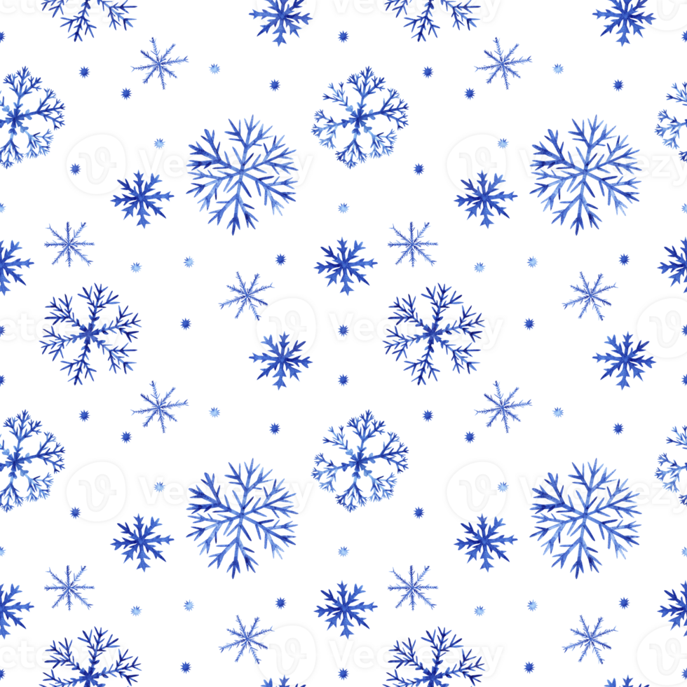 Seamless snowflake pattern. Illustration is made in watercolor ...